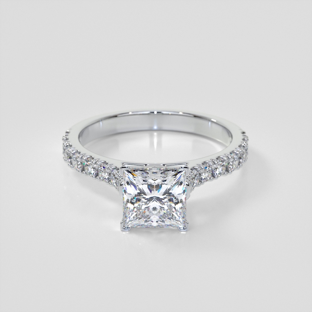 Shop: Lab Grown Diamond Princess Cut Cathedral Scallop Style Ring With ...